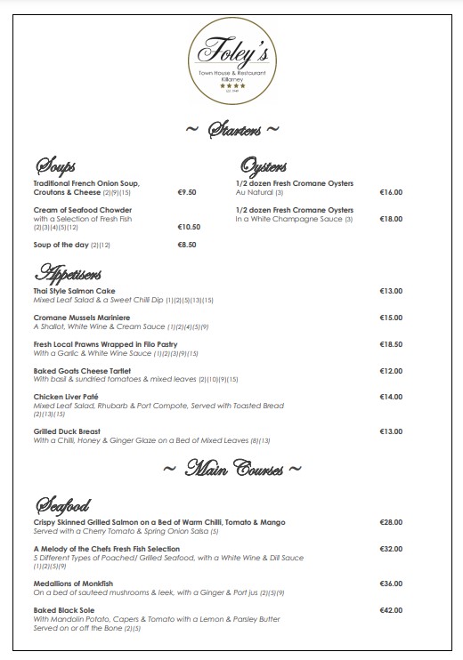 | Foley's Townhouse & Restaurant Killarney