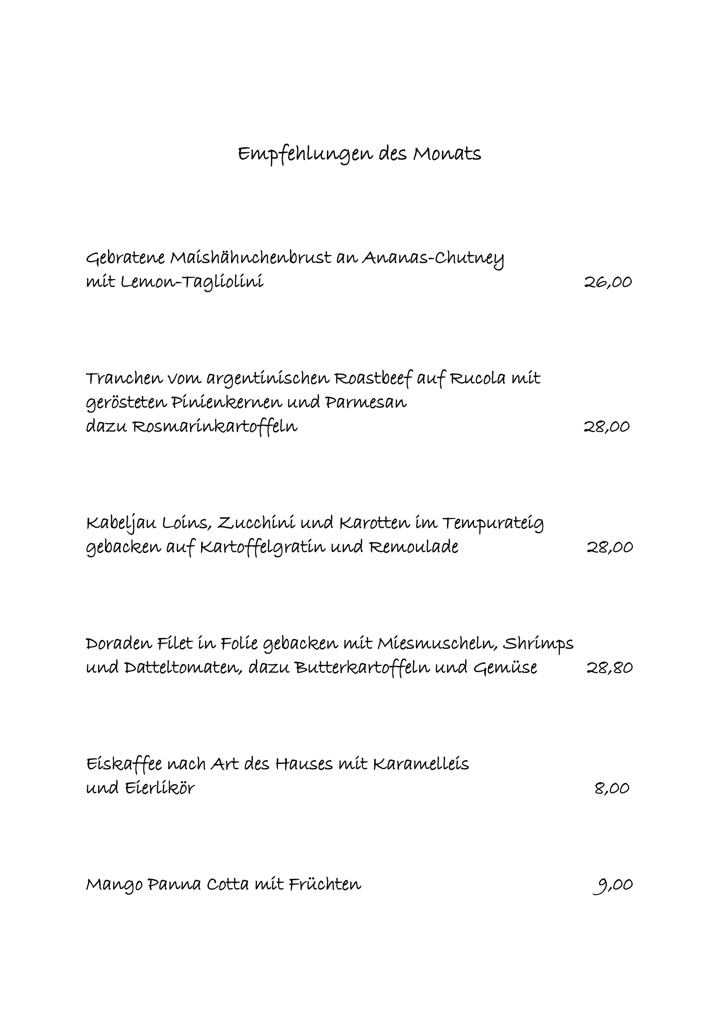 Speisekarte | Hotel & Restaurant Felix